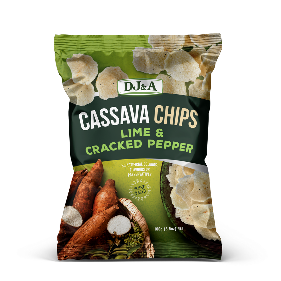 Cassava Vegetable Chips Lime & Cracked Pepper 100g – DJ&A Products